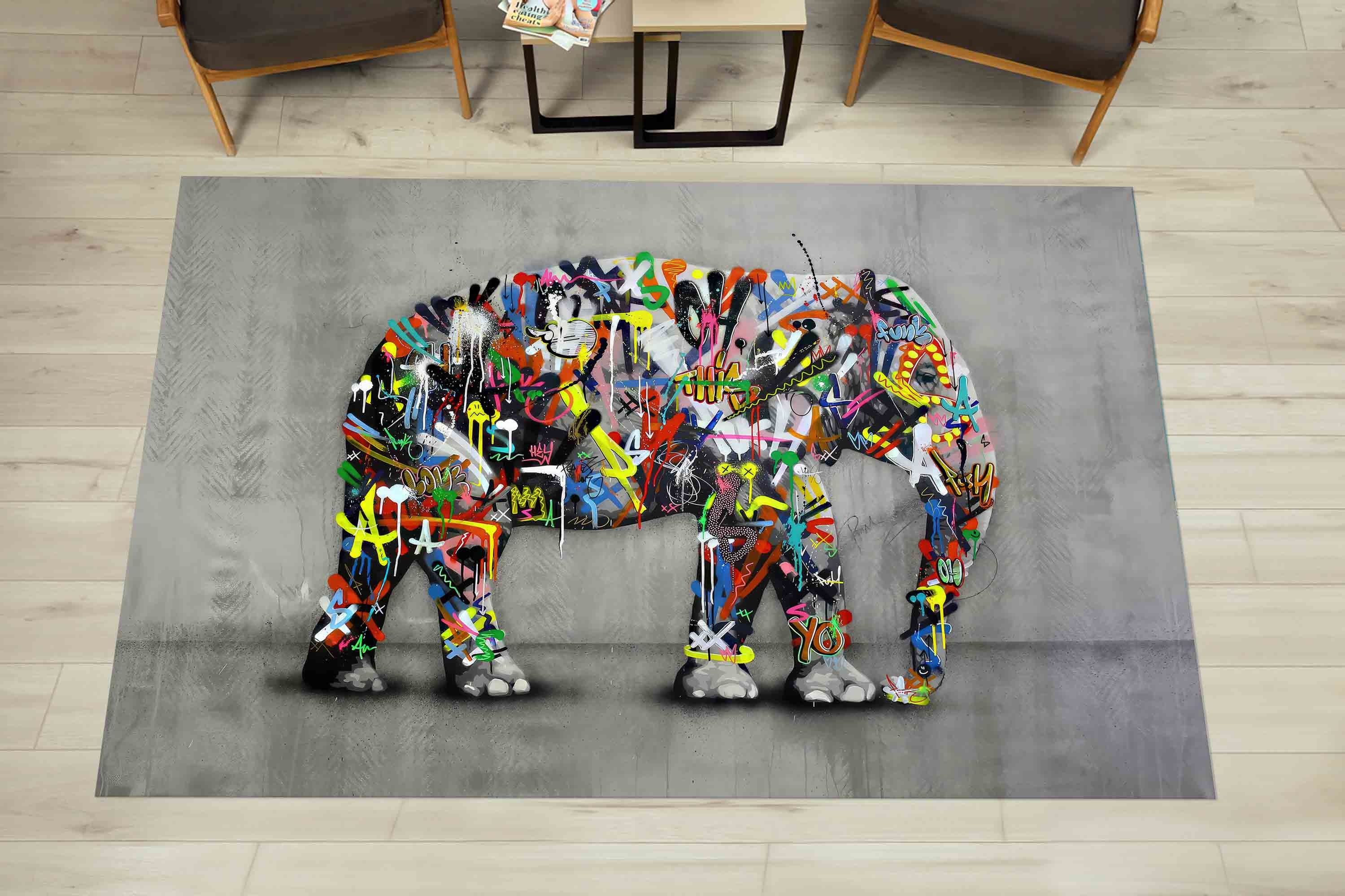 Banksy Elephant Rug Elephant Rugs Abstract Elephant Rugs - Etsy