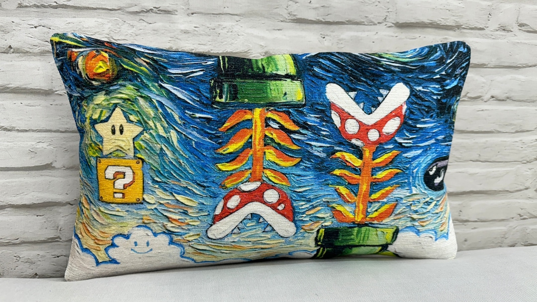 Super Mario Pillow Cover, Mario World Starry Night Pillow Sham, Van ...