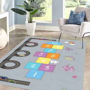 Hopscotch Rug, Boy Room Rugs, Play Rug, Children Rug, Luxury Rug, 3D ...