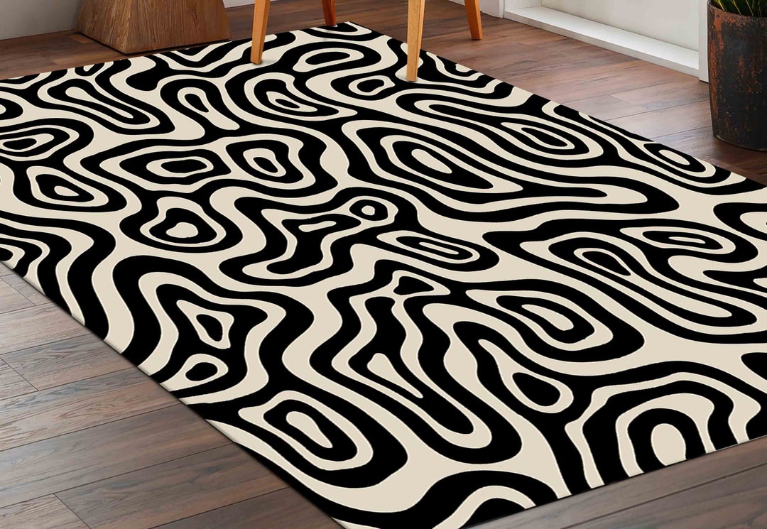 Black and White Rug, White Rug, Abstract Rugs, Modern Rugs, Decorative ...