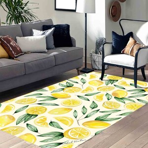Lemon Rugs, Summer Rug, Dining Room Rug, Modern Rug, Colorful Rug, Anti ...