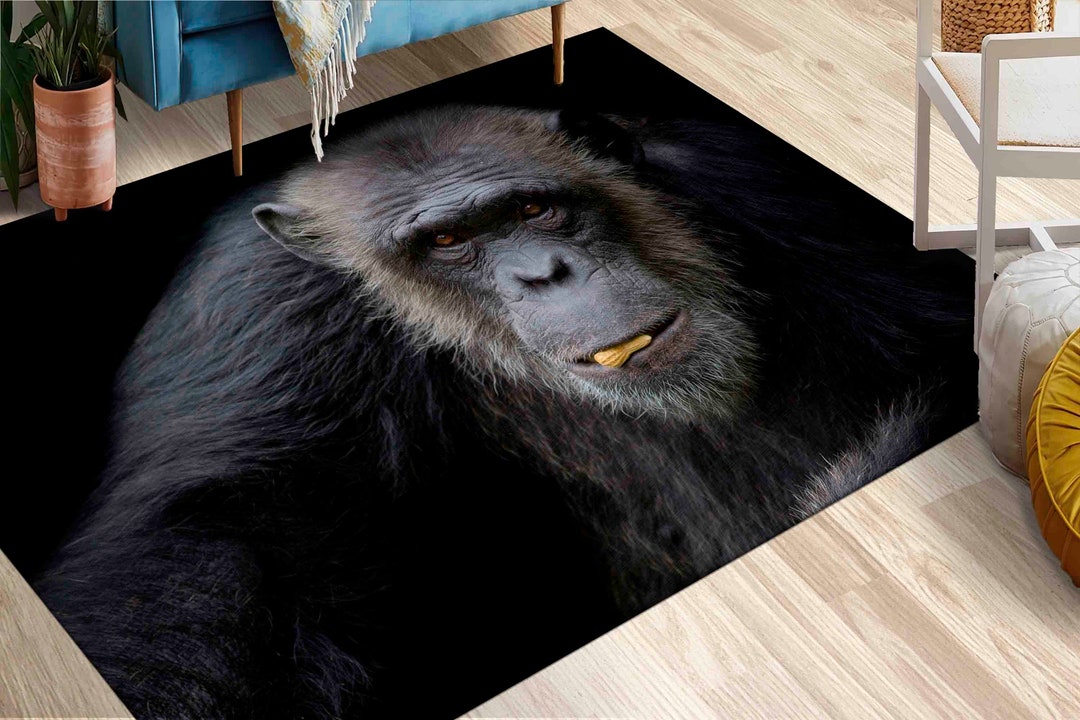Living Room Rug, Classic Rug, Saloon Rug, Gift for the Home, Chimpanzee ...