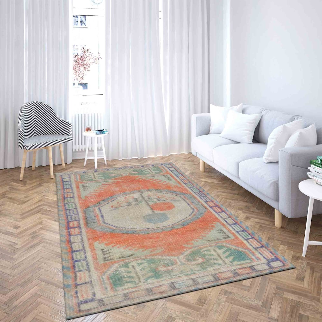 Boho Floral Pattern Rug, Boho Rug, Minimal Rugs, Persian Design Rug ...