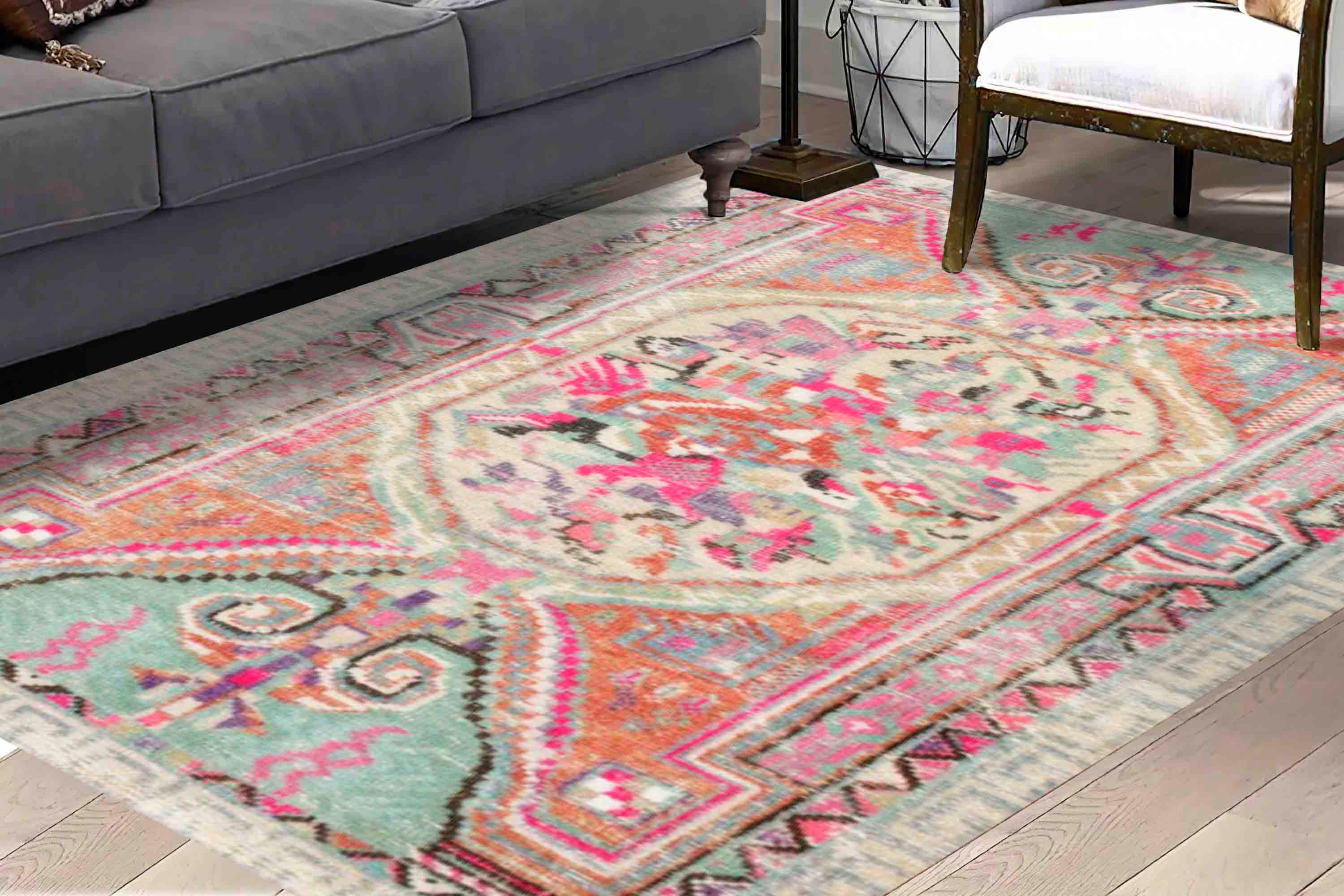 Rose Pattern Rug Ethnic Pattern Rug Green Rug Colorful - Etsy