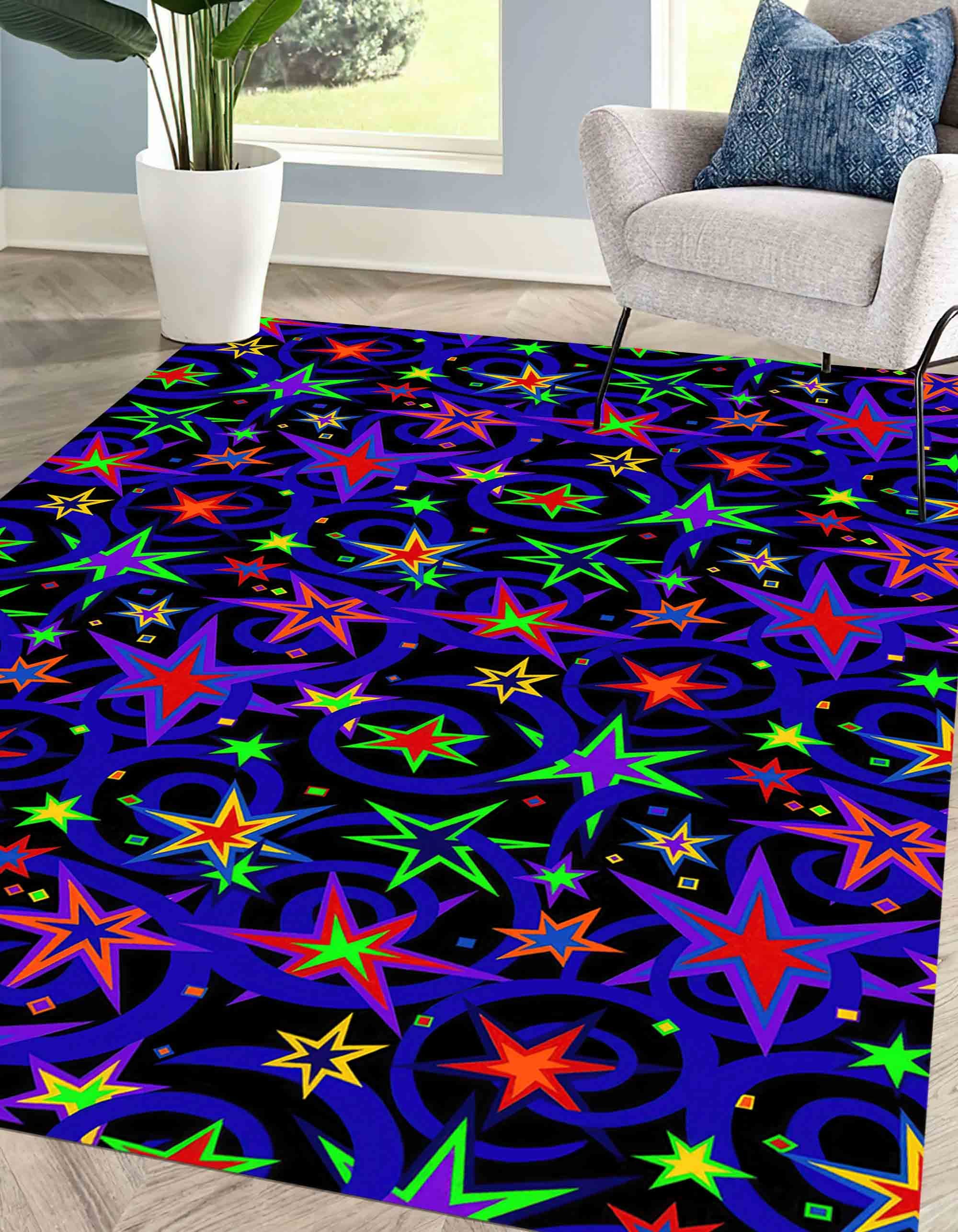 Stars Rug, Retro Rug, Play Room Rugs, Modern Rugs, Neon Rug, Wedding ...