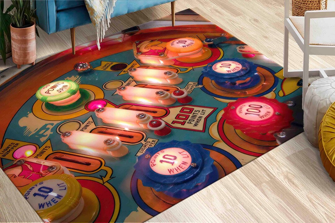 Pinball Playfield Rug, Pinball Lover Rug, Game Room Rug, Modern Rug ...
