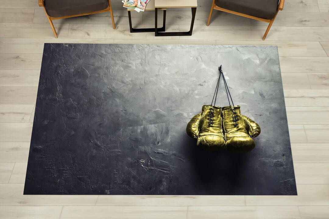 Golden Boxing Gloves Rugs, Boy Room Rugs, Man Cave Rugs, Motivational ...