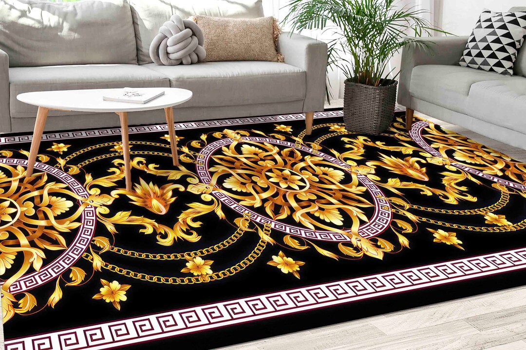Greek Pattern Rug, Luxury Rugs, Black Rug, Modern Rugs, Anti-slip ...