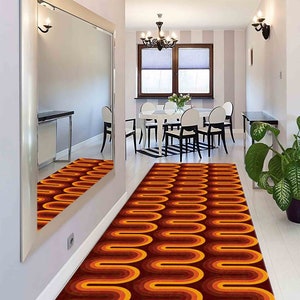 Brown Groovy Retro 70's Rugs, Mid Century Rug, Boho Rugs, Modern Rugs ...