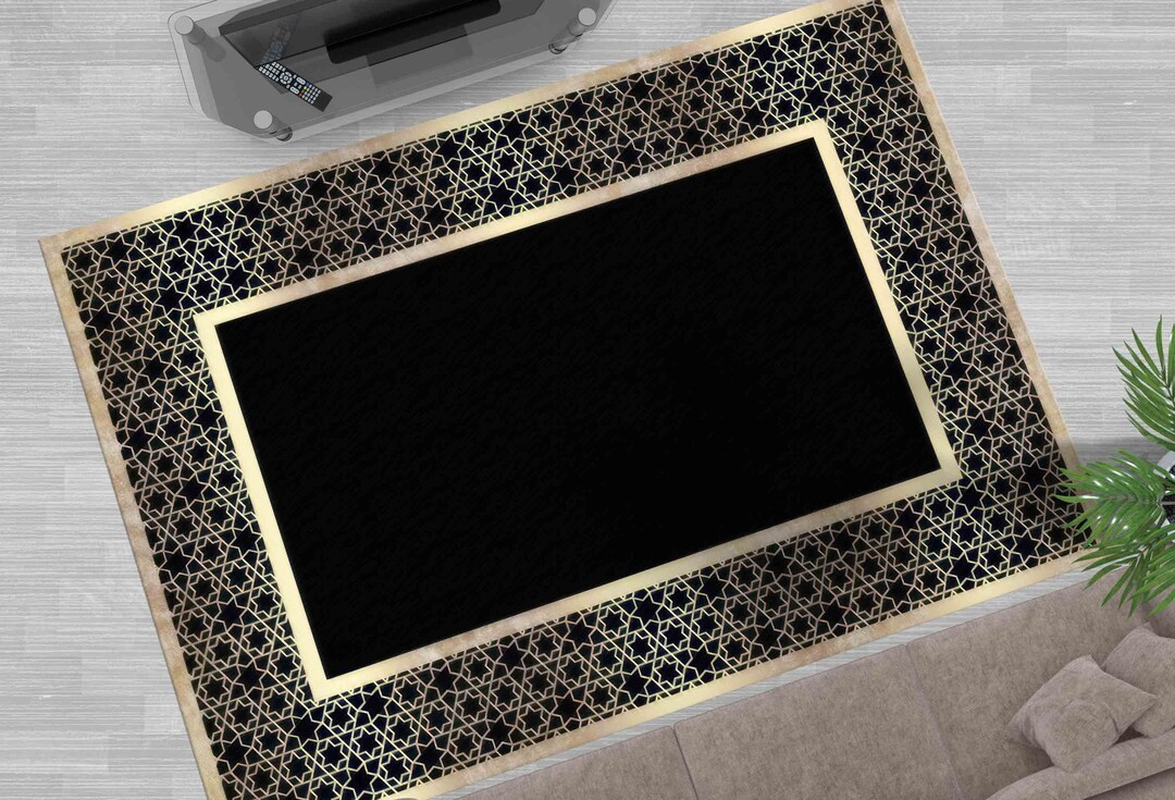 Black and Gold Rug, Golden Rugs, Gold Pattern Rug, Modern Rugs, Saloon ...