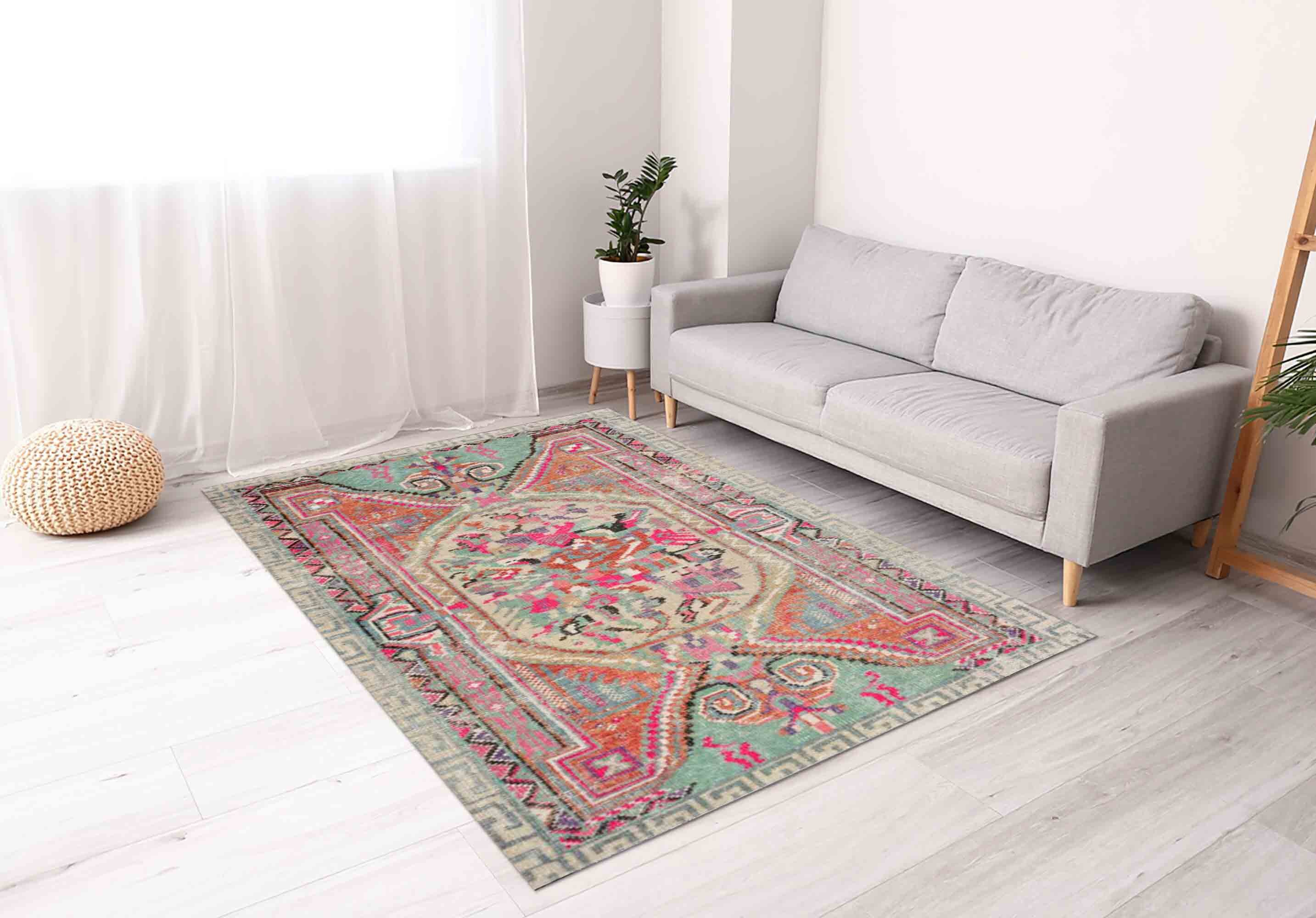 Rose Pattern Rug Ethnic Pattern Rug Green Rug Colorful - Etsy