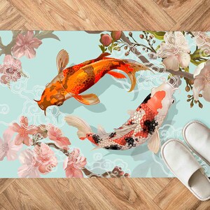 Japanese Koi Fish Rug, Japanese Rug, Koi Rugs, Animal Rug, Car Mat ...