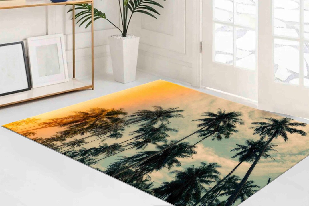 Coconut Trees Rug, Modern Rug, Palm Trees Rug, Landscape Rug, Large Rug ...