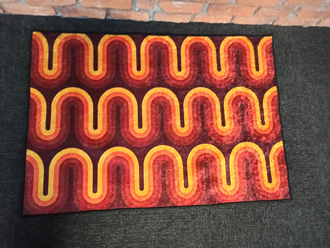 Brown Groovy Retro 70's Rugs, Mid Century Rug, Boho Rugs, Modern Rugs ...