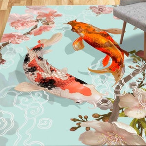 Japanese Koi Fish Rug, Japanese Rug, Koi Rugs, Animal Rug, Car Mat ...