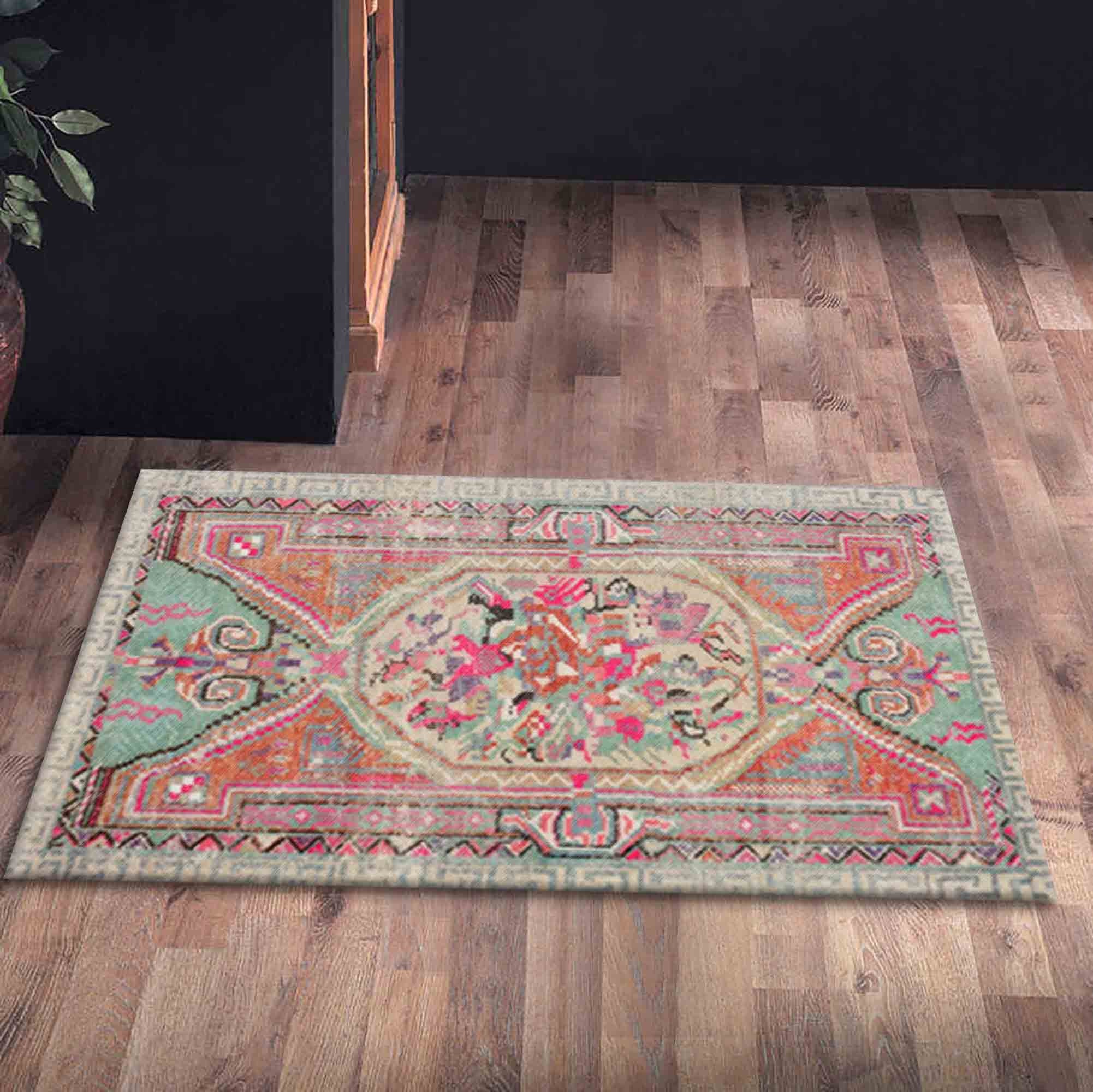Rose Pattern Rug Ethnic Pattern Rug Green Rug Colorful - Etsy