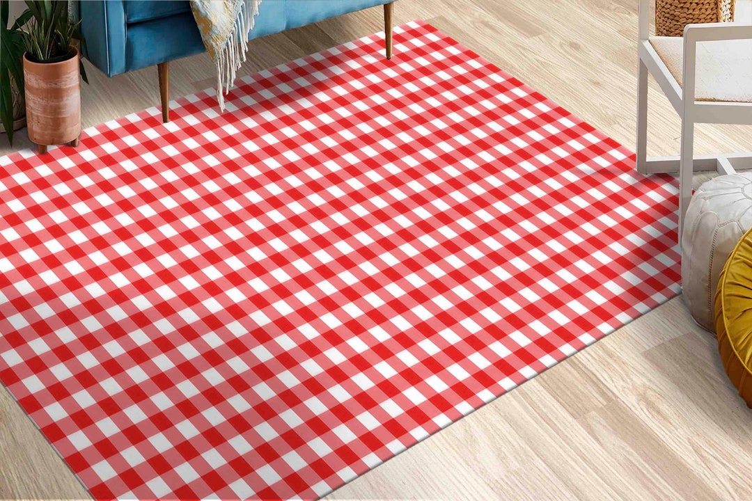 Red and White Checkered Rugs, Red Rug, Trendy Rugs, Living Room Rug ...