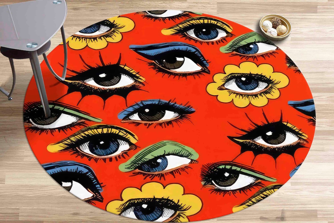 Eyes Pattern Rug, Round Rug, Girl Room Rug, Modern Rug, Colorful Rug ...