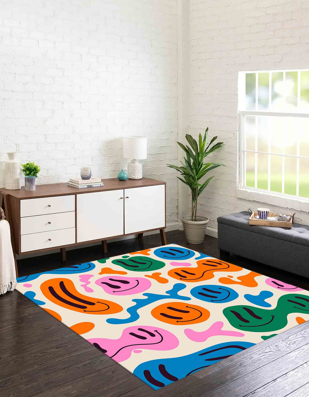 Colorful Smiley Face Rugs, Children Room Rugs, Kids Rug, Modern Rug ...