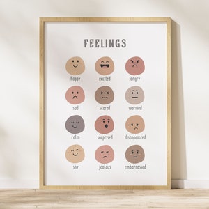 Feelings Chart Poster, Boho Classroom Decor, Montessori Homeschool ...