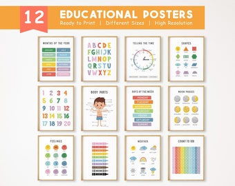 Set of 6 Educational Posters Montessori Classroom Decor - Etsy