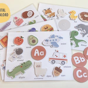 Alphabet Busy Book Printable, Toddler Learning Binder, Beginning Sounds ...