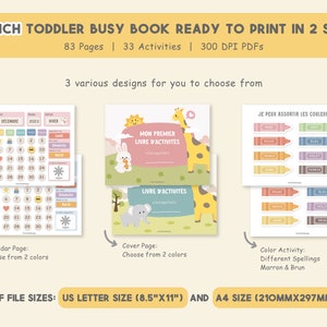 French Toddler Learning Binder, French Busy Book Printable, Preschool ...