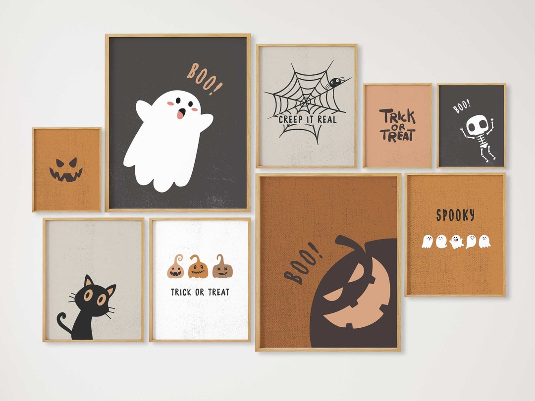 Halloween Prints, Set of 12, Halloween Posters, Cute Ghost Print ...