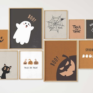 Halloween Prints, Set of 12, Halloween Posters, Cute Ghost Print ...
