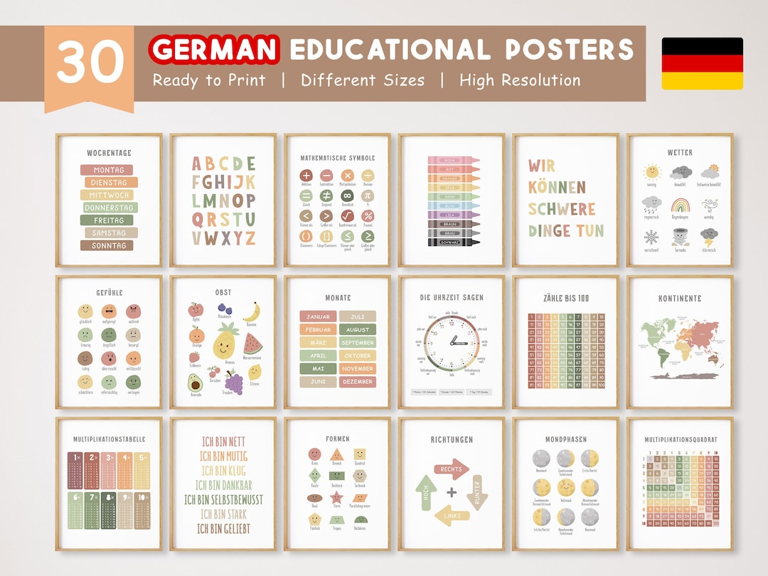 30 German Educational Posters, German Learning Posters, Homeschool ...