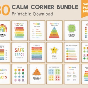 Set of 30 Calming Corner Posters, Calm Down Printable, Classroom Decor ...