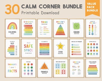 20 Calm Down Corner Posters Sign Kit Calming Decor Print Counsellor ...