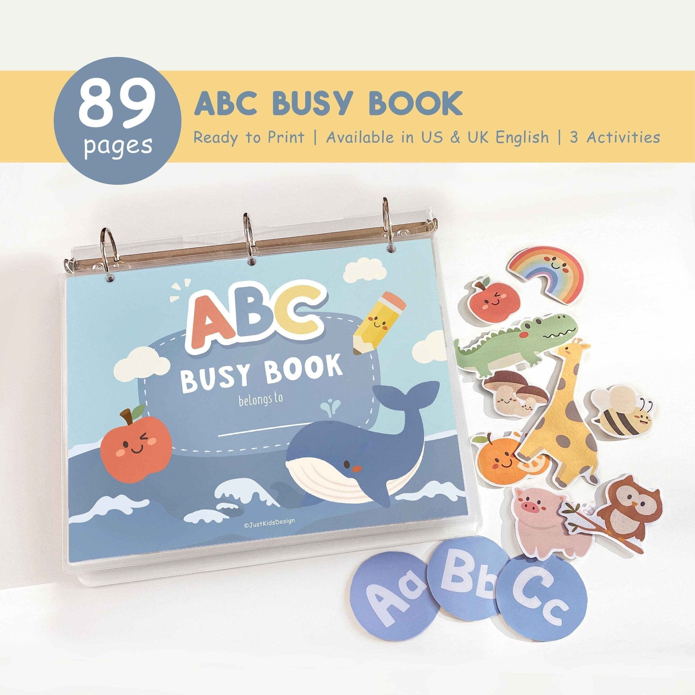 Alphabet Busy Book Printable, Toddler Learning Binder, Letter Matching ...