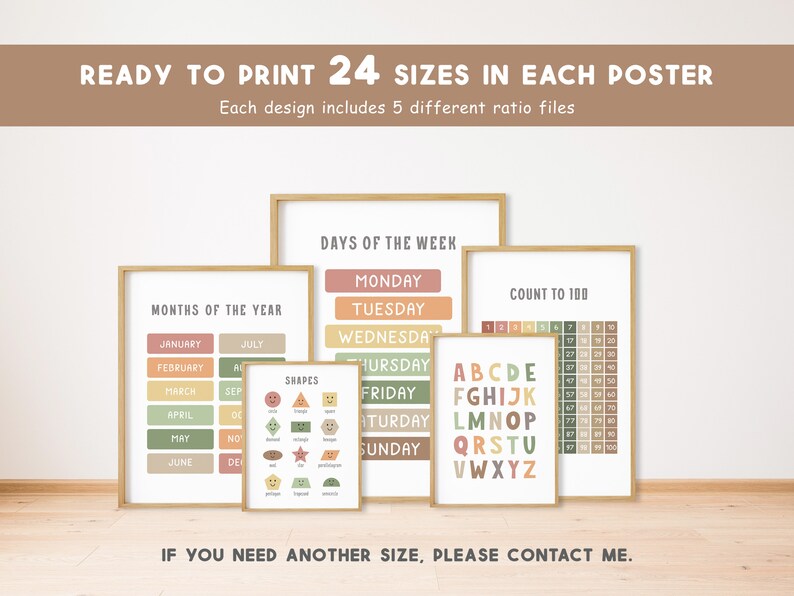 Set of 8 Educational Posters Montessori Classroom Decor - Etsy