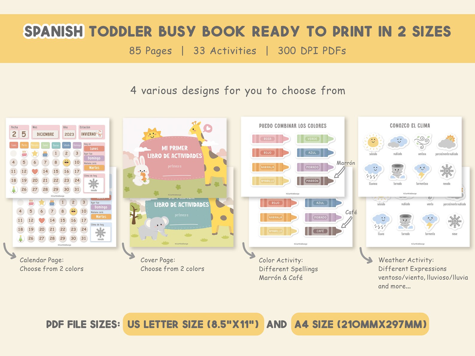 Spanish Toddler Learning Binder, Spanish Busy Book Printable, Preschool ...