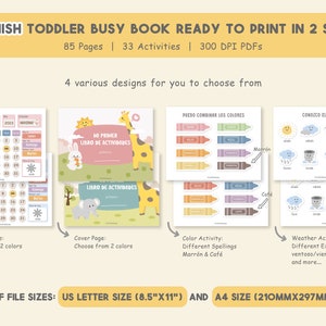 Spanish Toddler Learning Binder, Spanish Busy Book Printable, Preschool ...