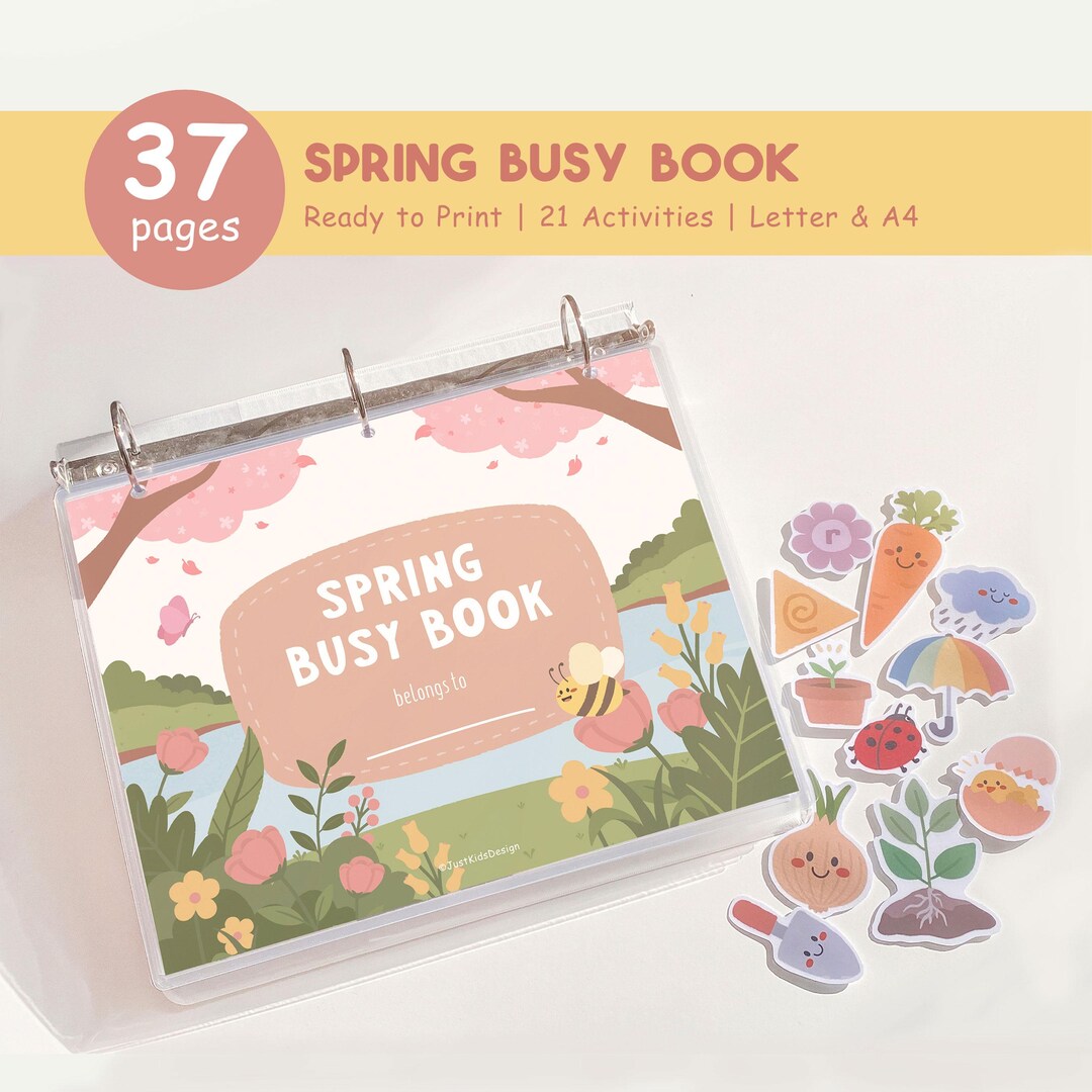 Spring Busy Book Printable, Toddler Learning Binder, Spring Garden ...