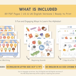 Alphabet Busy Book Printable, Toddler Learning Binder, Letter Matching ...