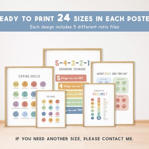 Set of 6 Feelings Poster, Emotions Chart, Montessori Homeschool Decor ...