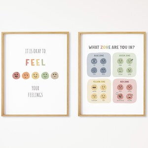 Set of 6 Feelings Poster, Emotions Chart, Montessori Homeschool Decor ...