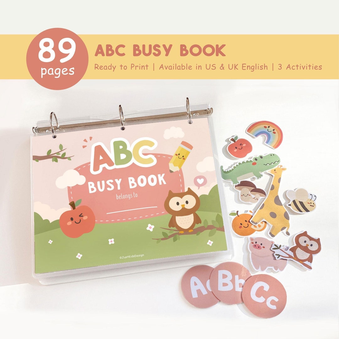 Alphabet Busy Book Printable, Toddler Learning Binder, Beginning Sounds ...