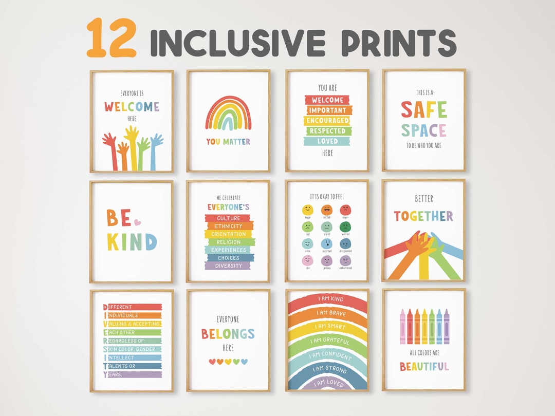 12 Inclusive Posters, Inclusion Prints Wall Art, Inclusive Classroom ...