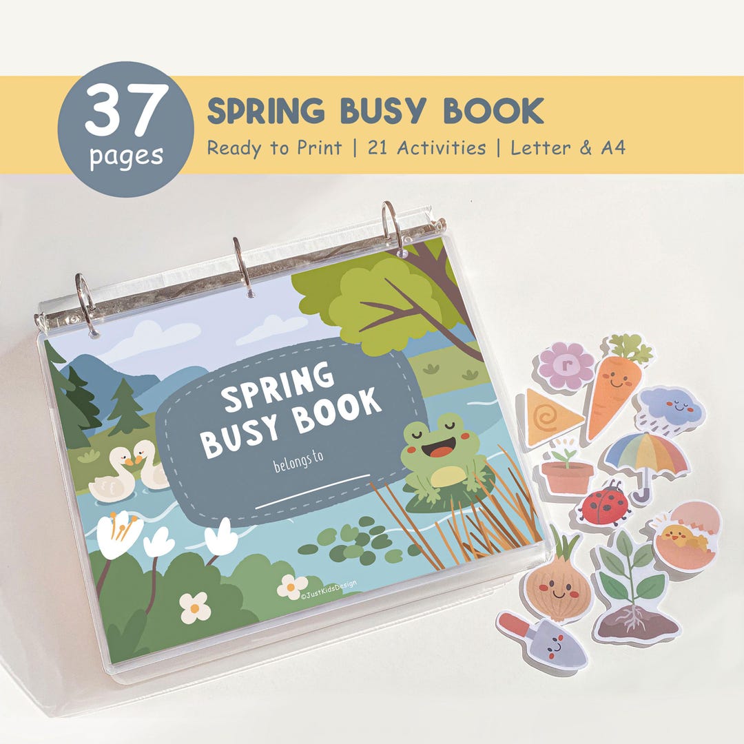 Spring Busy Book Printable, Spring Garden Activity Book, Toddler ...