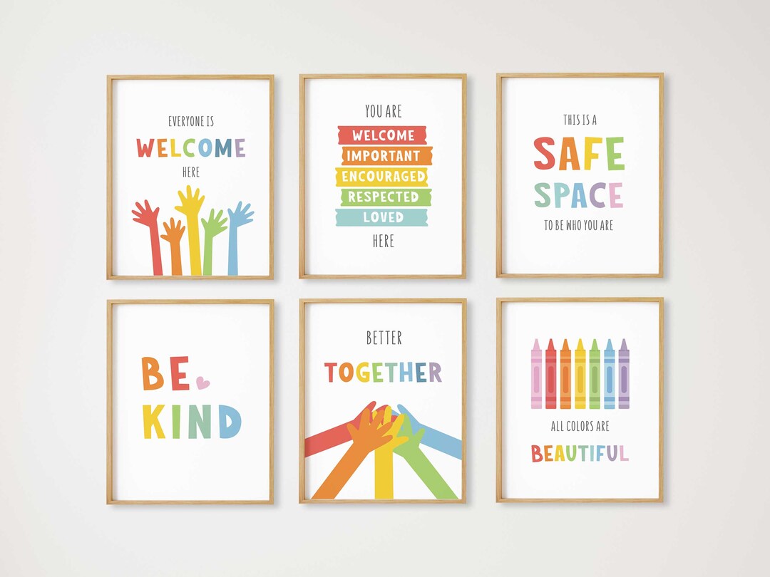 6 Inclusion Prints, Inclusive Wall Art, Inclusive Classroom Decor, Safe ...