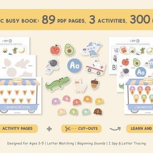 Alphabet Busy Book Printable, Toddler Learning Binder, Letter Matching ...