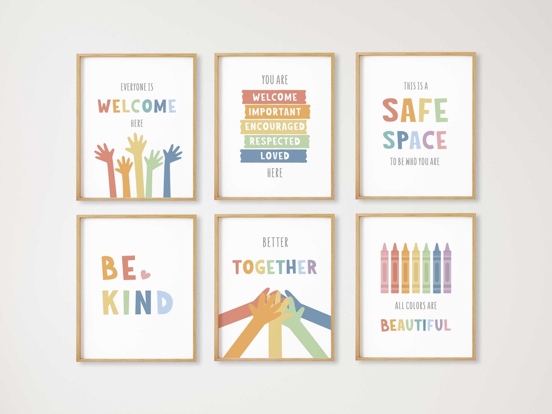 6 Inclusion Prints, Inclusive Wall Art, Inclusive Classroom Decor, Safe ...
