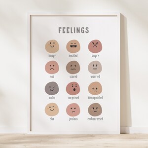 Feelings Chart Poster, Boho Classroom Decor, Montessori Homeschool ...