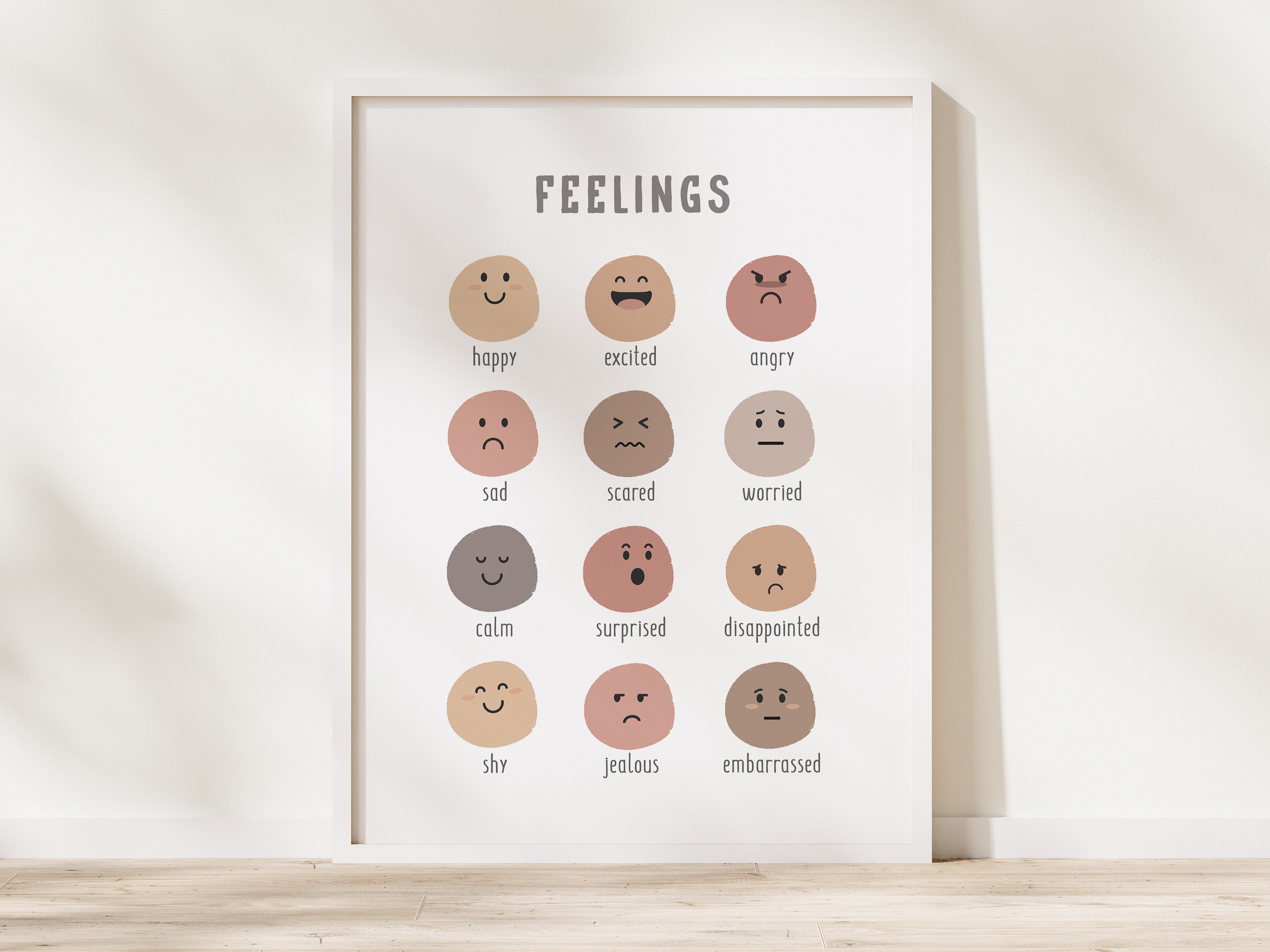 Feelings Chart Poster, Boho Classroom Decor, Montessori Homeschool ...