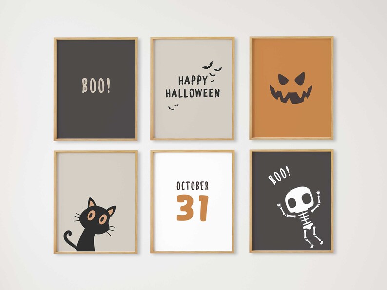 Set of 12 Halloween Prints, Halloween Posters, Cute Ghost Print, Spooky ...