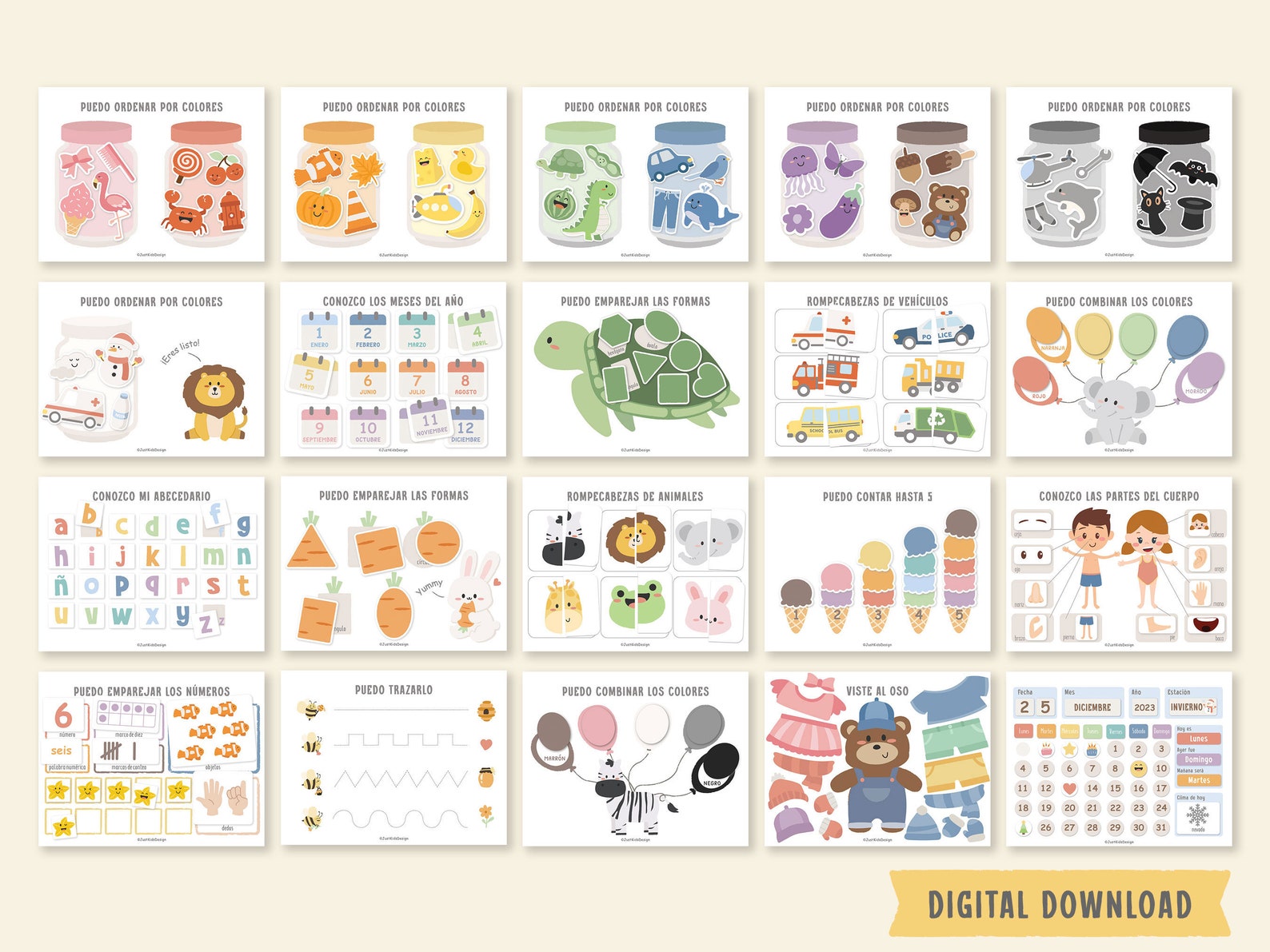 Spanish Busy Book Printable, Spanish Toddler Learning Binder, Preschool ...
